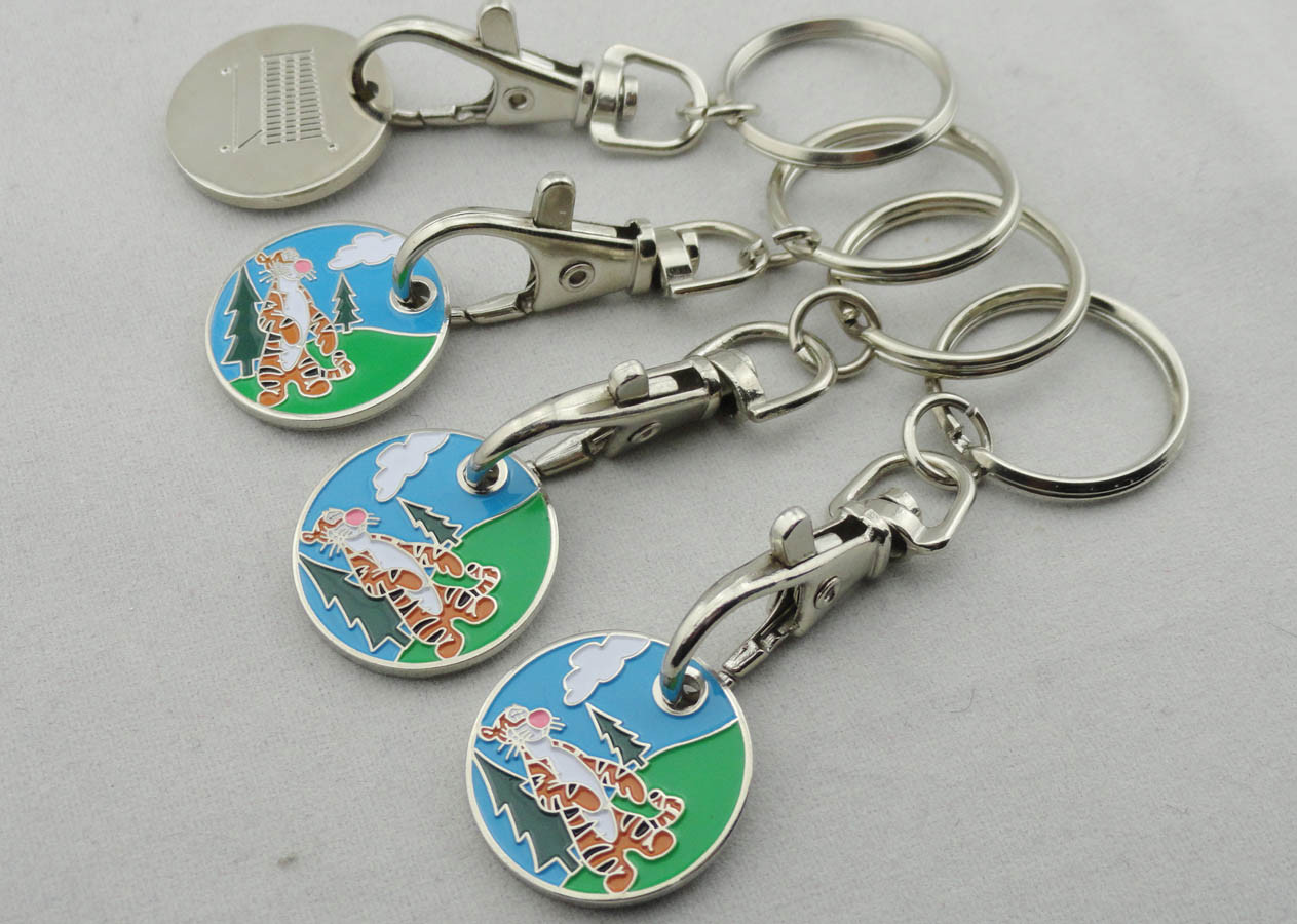 Tiger Shopping Trolley Coin, Iron Personalised Trolley Coin Keyring ...