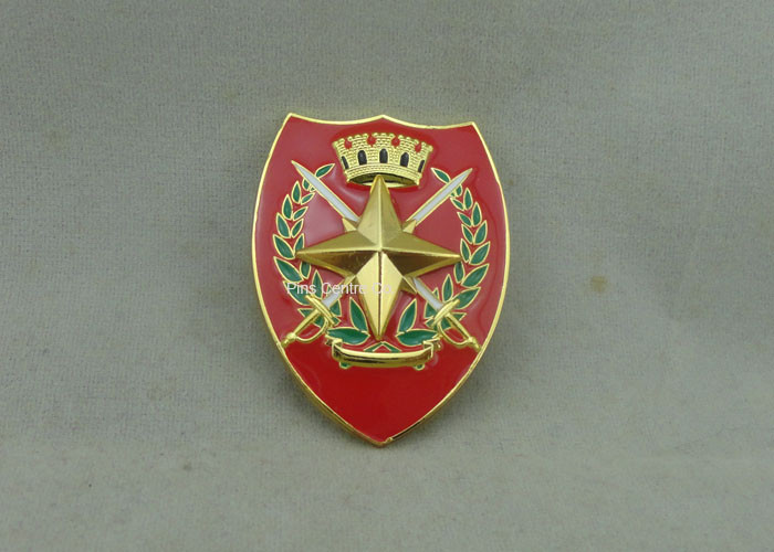 Printing Military Metal Souvenir Badges With Adhesive Sticker , Brass ...