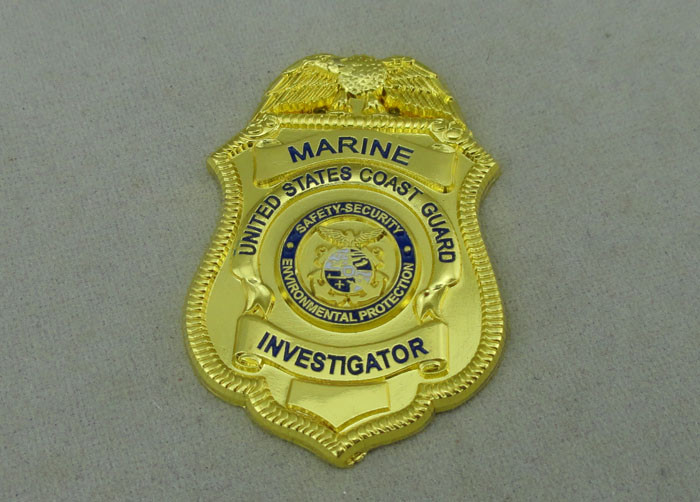 USA Coast Guard Police Badge Die Casting Gold Plating 3/4 inch